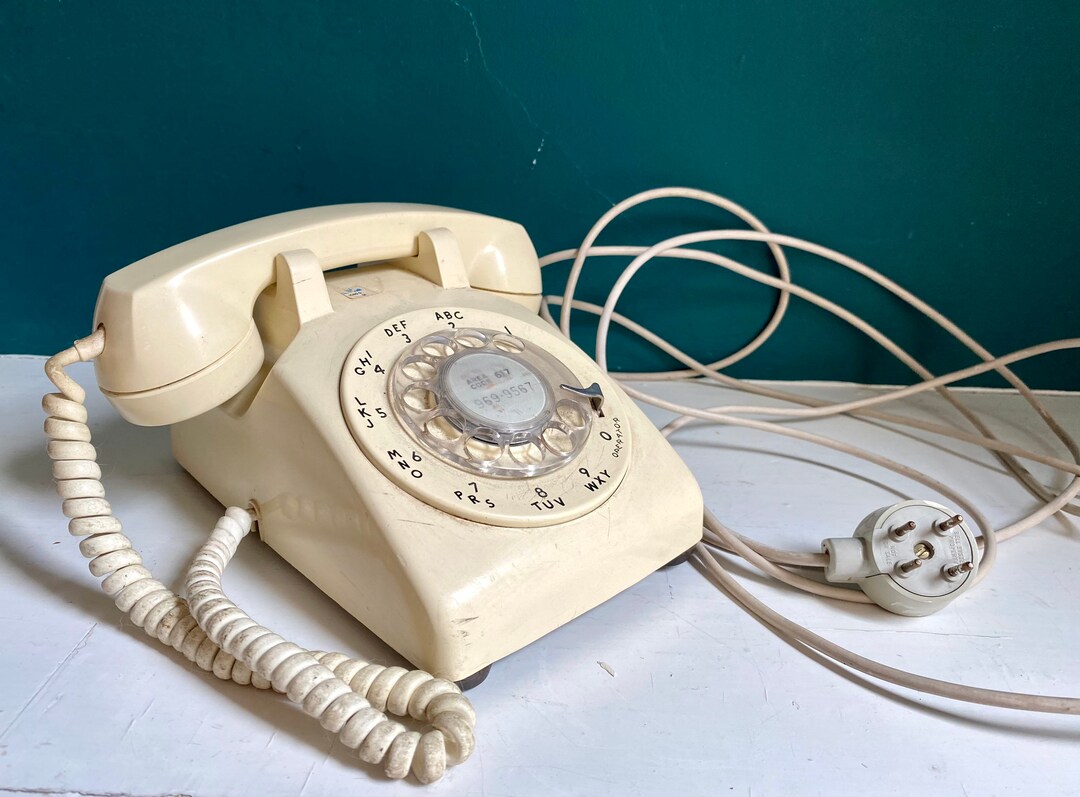 Vintage Retro Beige Rotary Desk Telephone Western Electric for Bell Mid ...