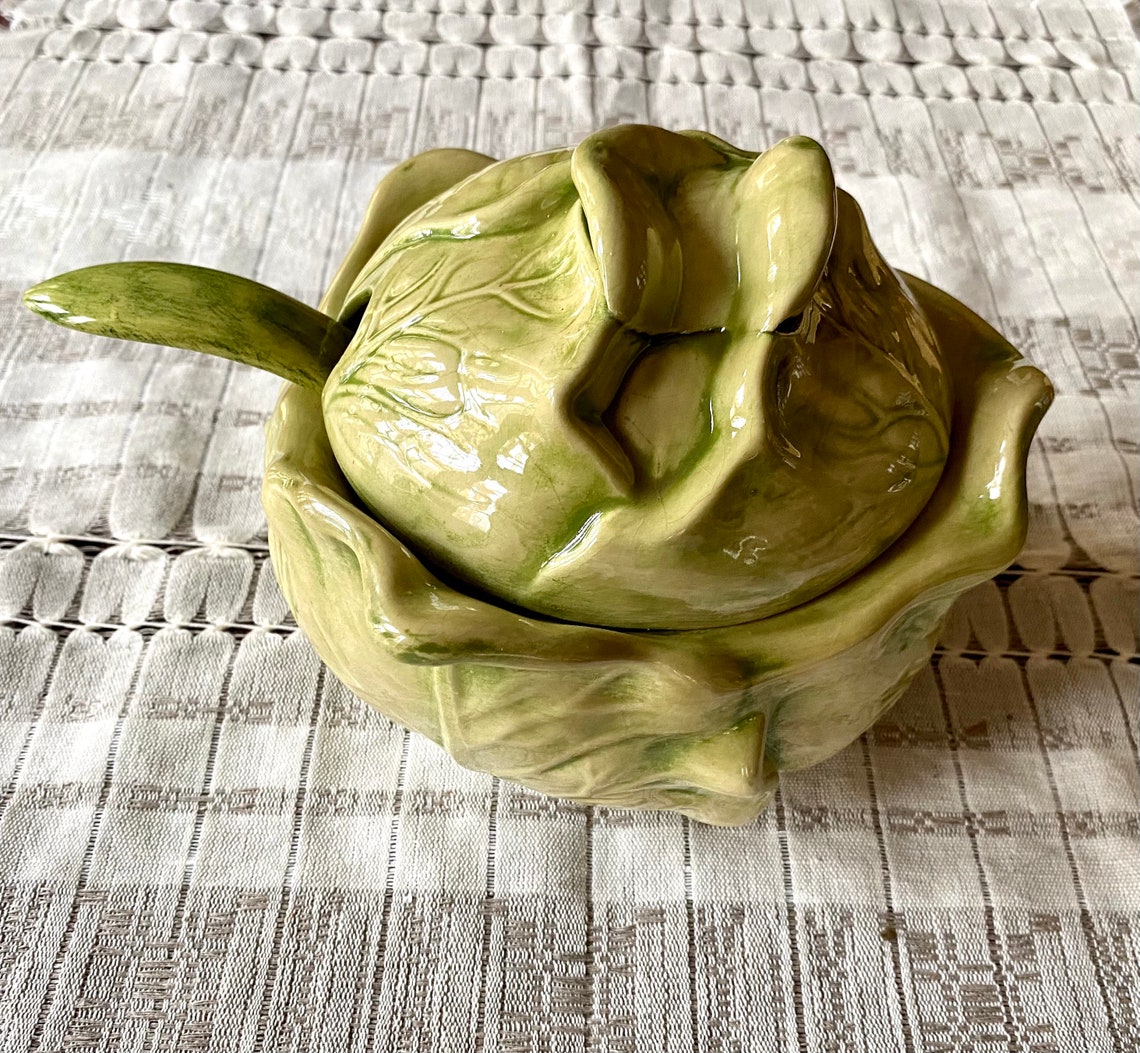 Covered Cabbage Bowl With Ladle Holland Mold Cabbage 3 Piece Set ...