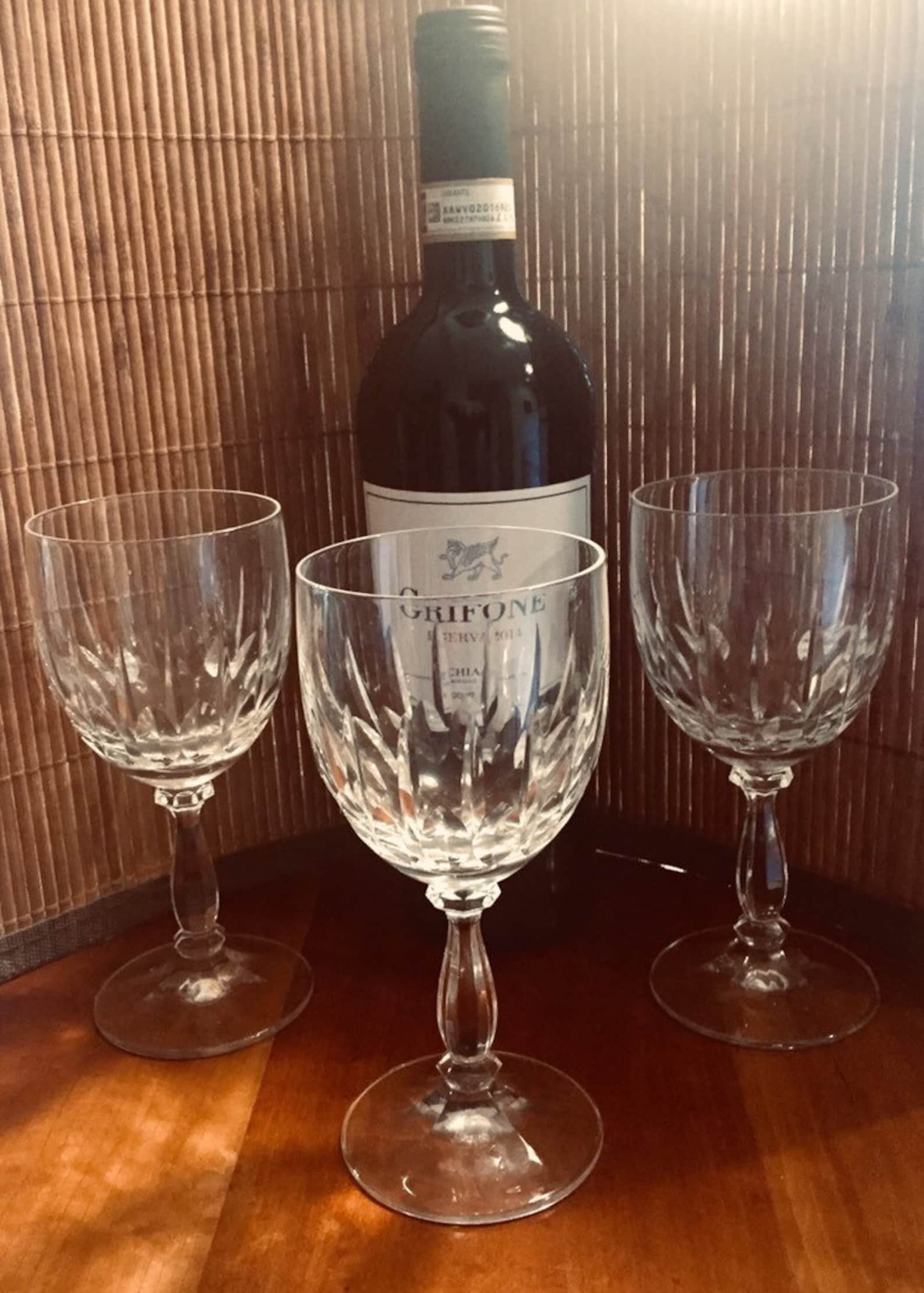 Set of 3 Cut Crystal Wine or Water Goblets OL95 | Etsy