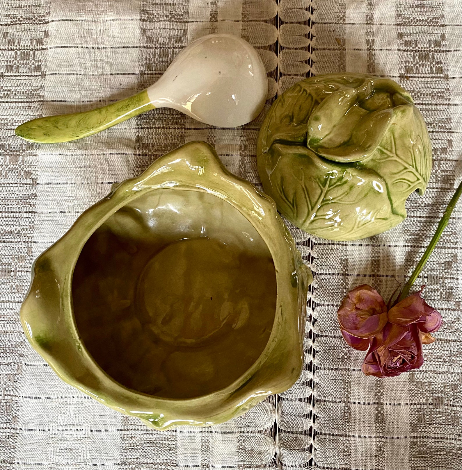 Covered Cabbage Bowl With Ladle Holland Mold Cabbage 3 Piece Set ...