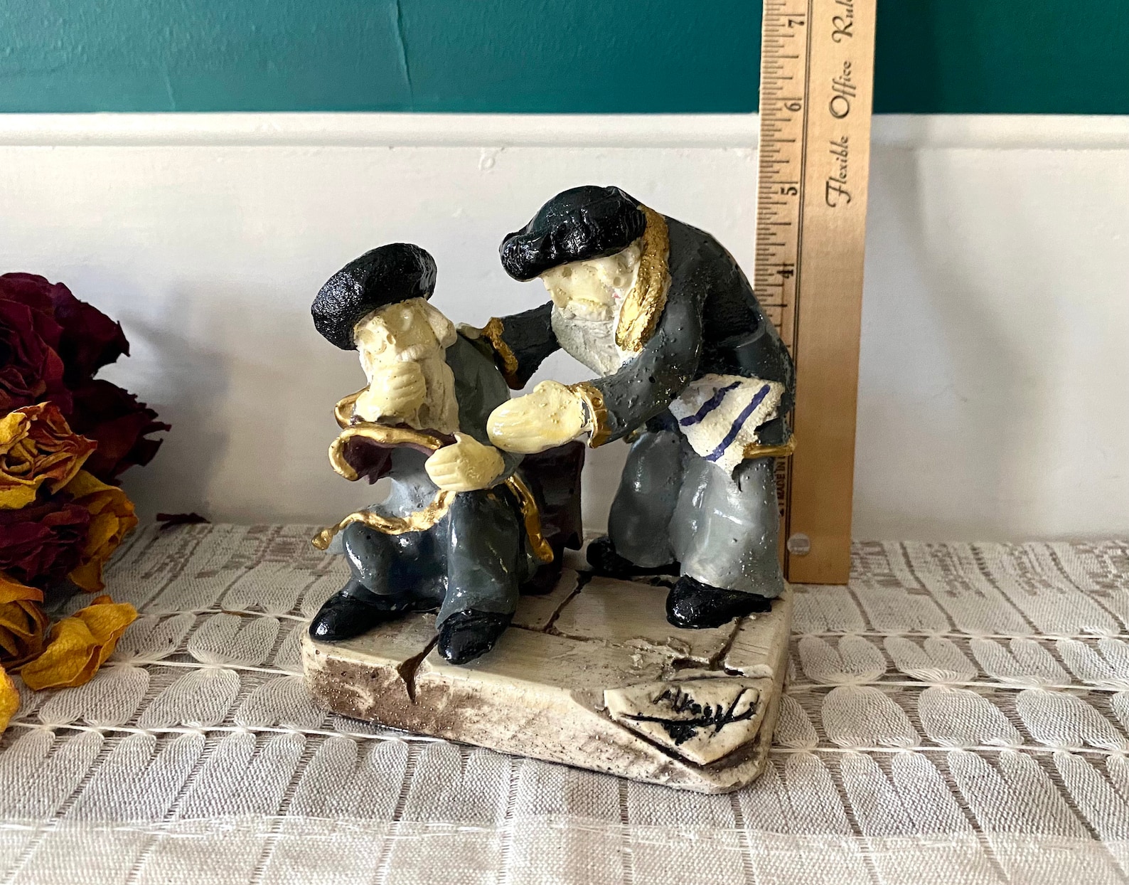 Jewish Scholars Figurine Judaica Signed Vintage Jewish Art Midrash ...