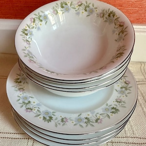 Johann Haviland Forever Spring Platinum Trimmed 8 Pieces Set Fine China ...