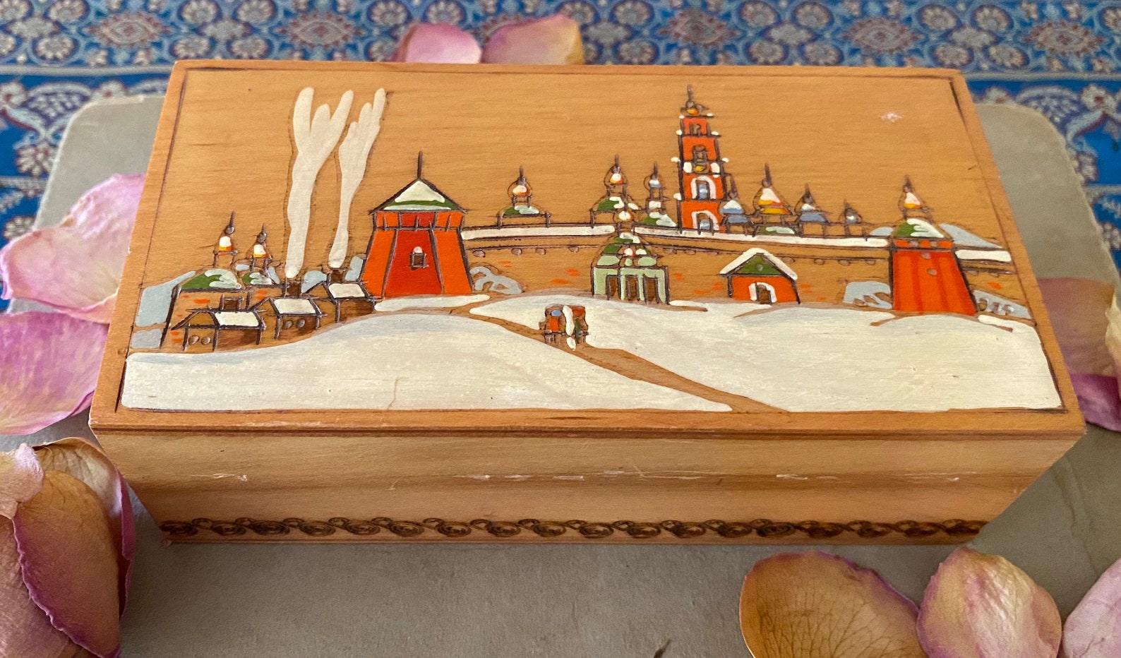 Vintage Russian Soviet Hinged Wooden Jewelry Trinket Box Hand - Etsy