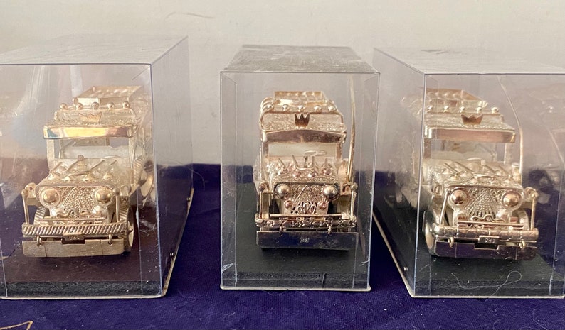 Retro Filigree Touring Car Truck Bus Model Figurine Sterling Silver Car ...