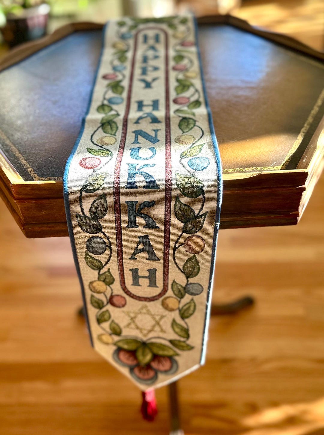 Vintage Happy Hanukkah Banner Tapestry With A Tassel Jewish Wall Decor ...