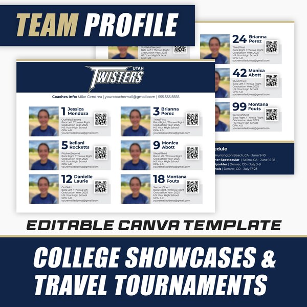 Softball Player Profile Template - Etsy