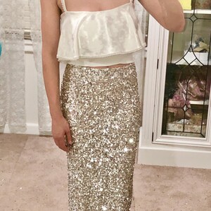 Sequins Skirt Midi Split Gold Bronze +viewmyshopfor Silver Flared Pants ...