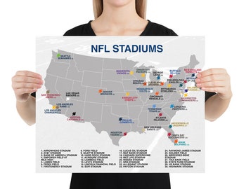 Football Stadium Map NFL Stadium Map NFL Stadiums Football - Etsy