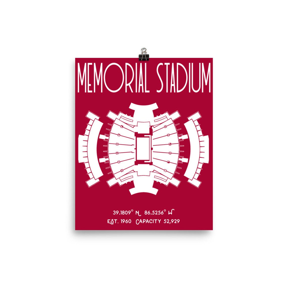 Indiana University Memorial Stadium Hoosiers Football Poster - Etsy