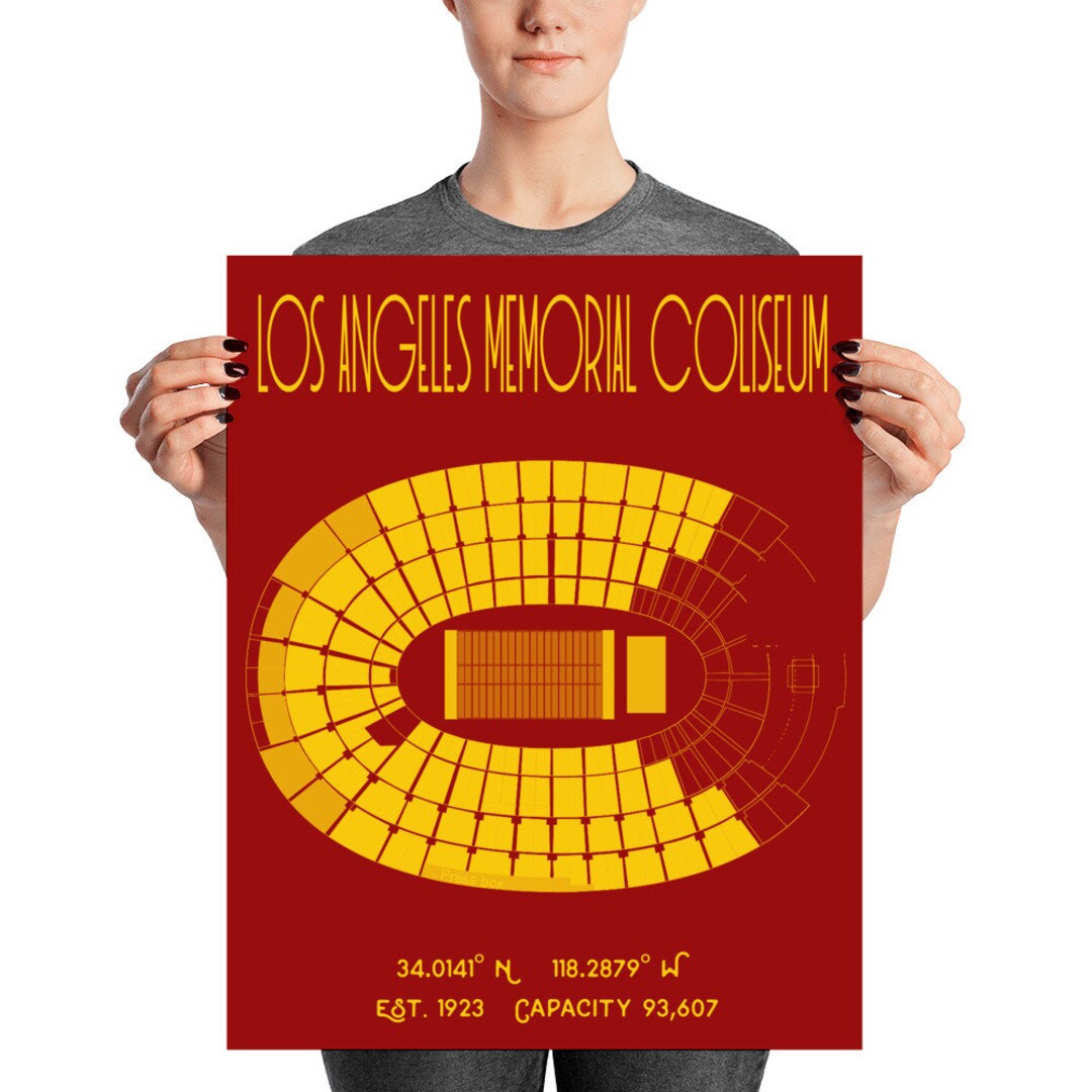 University Southern California USC Los Angeles Memorial Coliseum Poster ...