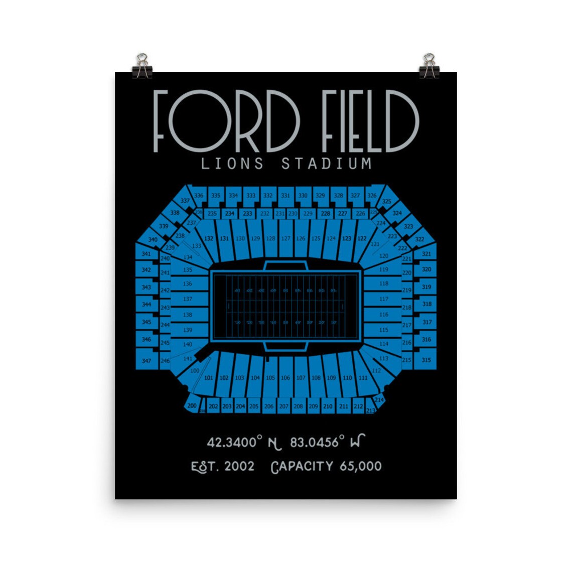 Detroit Lions Ford Field Stadium Poster Print | Etsy