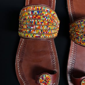 African Maasai Handmade Leather Sandals for Women, Spring Summer Shoes ...