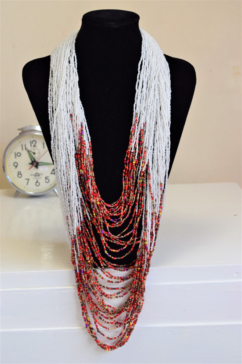 African Necklace handmade Beaded Necklace tribal chunky | Etsy