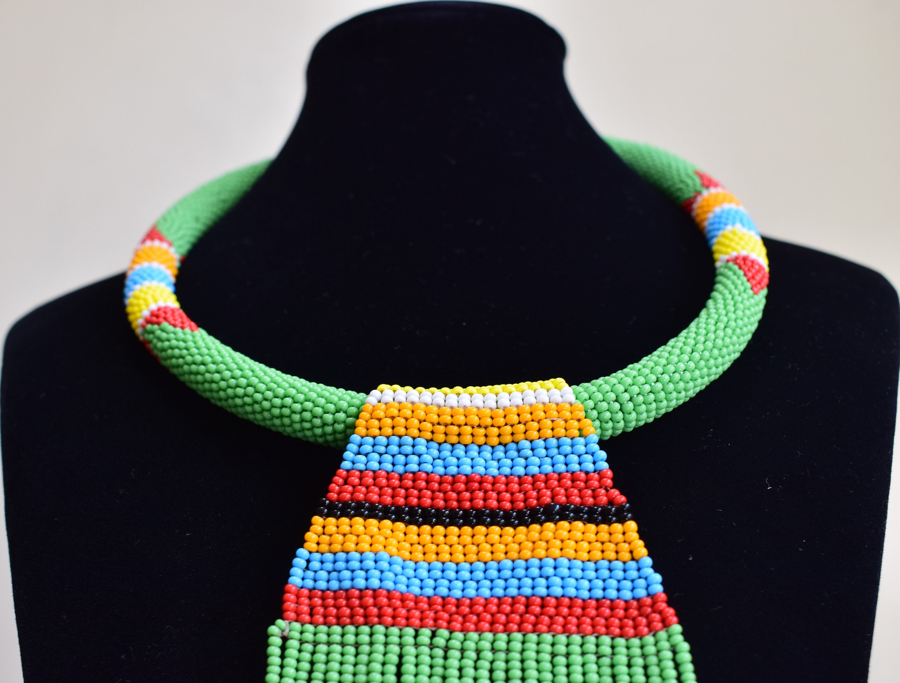 African Maasai Handmade Beaded Necklace tribal Zulubohemian | Etsy