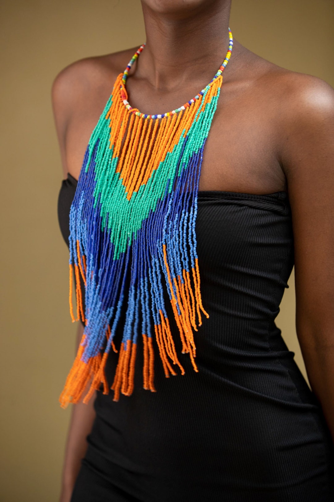 African Necklace |african Jewelry |handmade |beaded Necklace |chunky ...