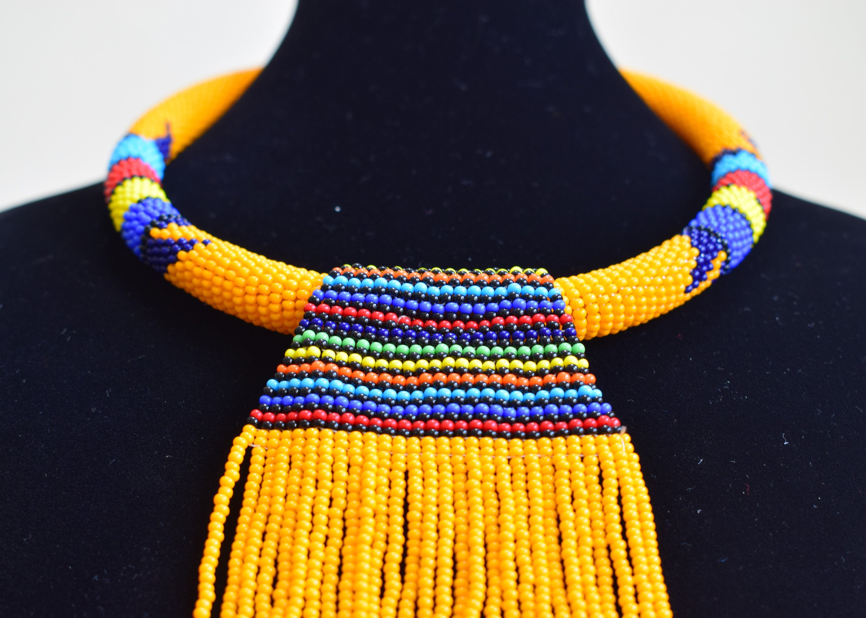 African Maasai Handmade Beaded necklace Tribal Chunky Zulu | Etsy