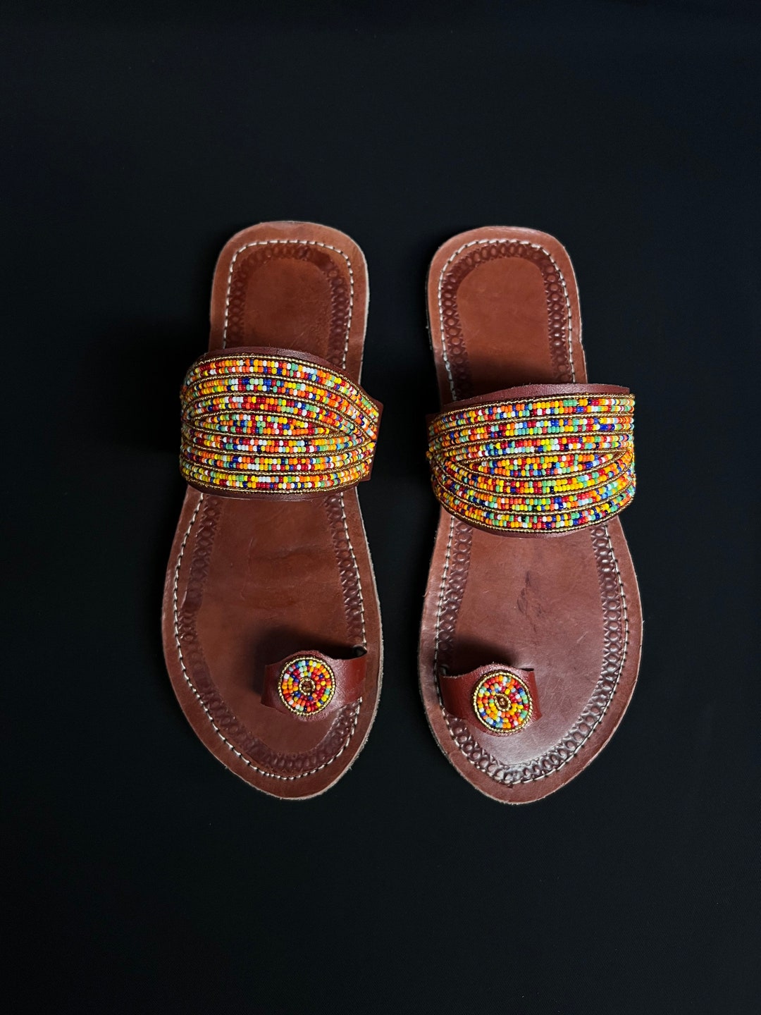 African Maasai Handmade Leather Sandals for Women, Spring Summer Shoes ...