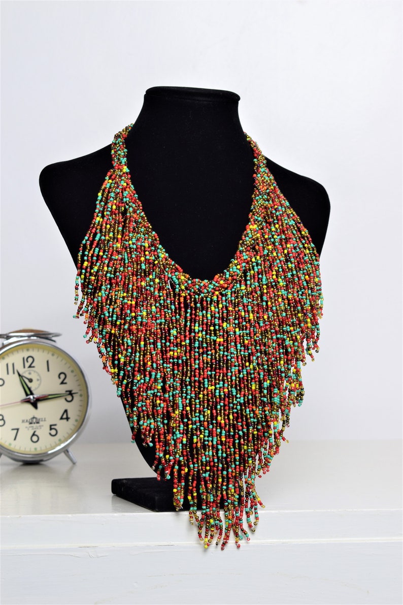 African Maasai Handmade Beaded necklace Tribal Chunky | Etsy