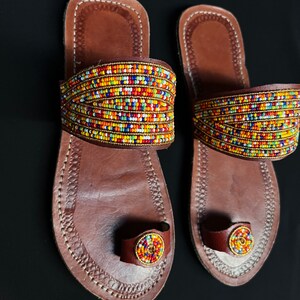 African Maasai Handmade Leather Sandals for Women, Spring Summer Shoes ...