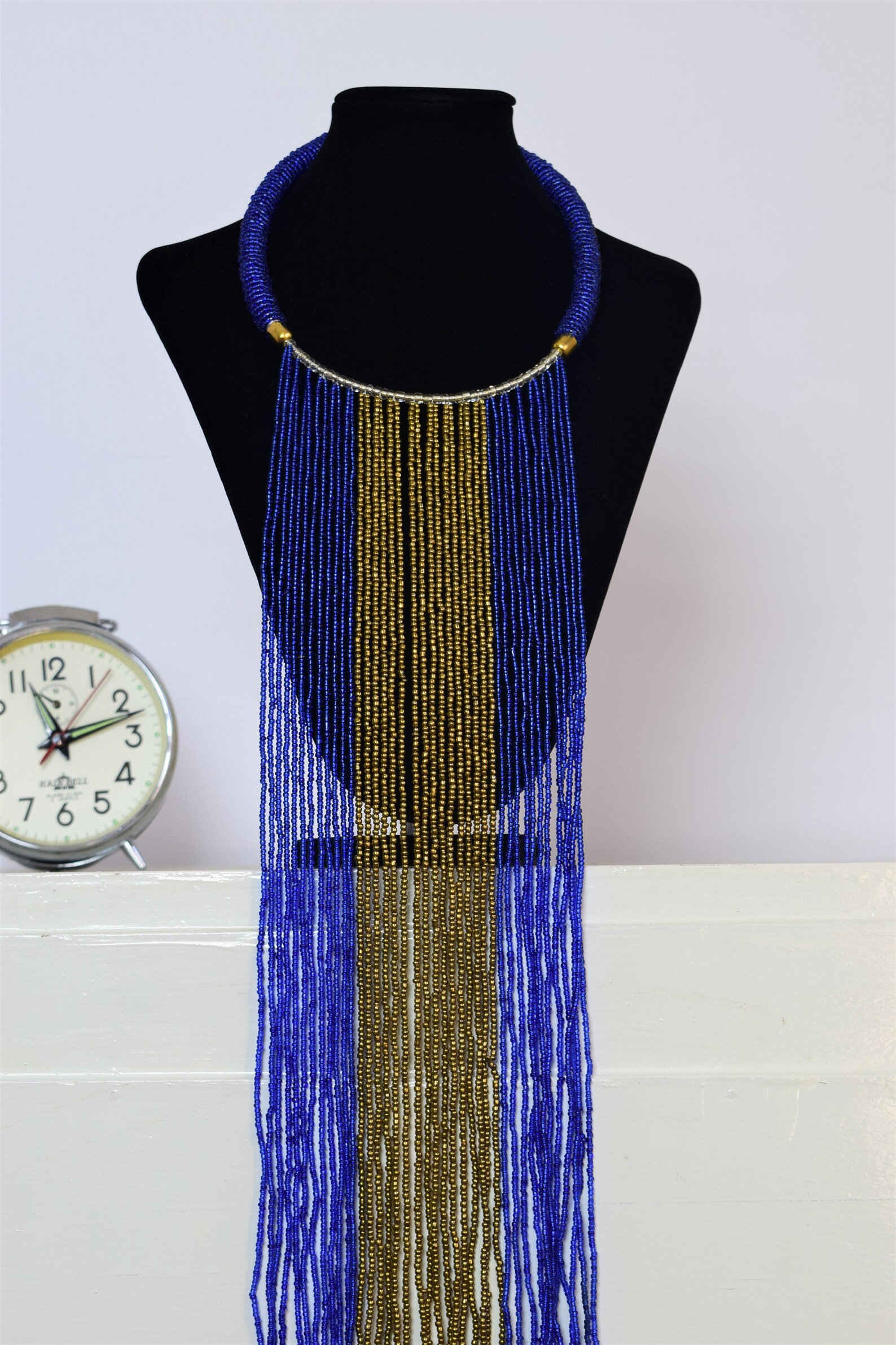 Blue & Copper Maasai Beaded Necklace | African Tribal Jewelry - Etsy