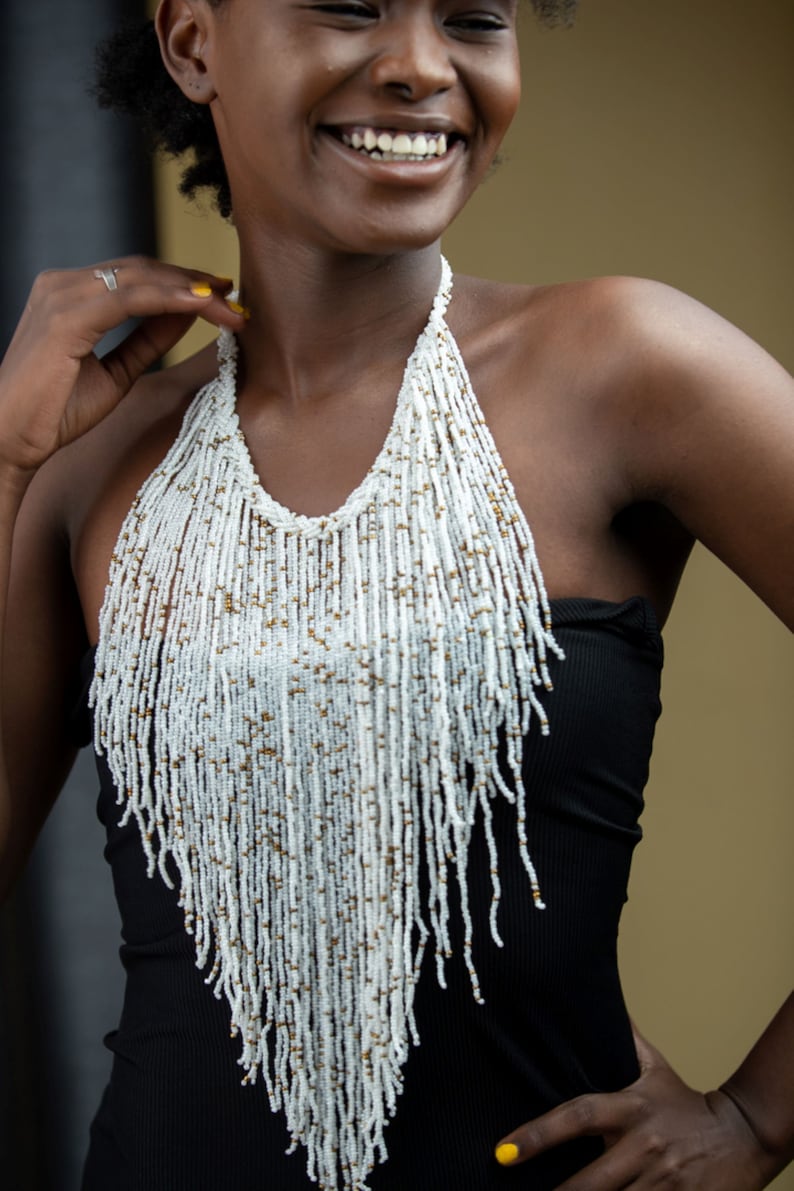 African Maasai Handmade Beaded Necklace tribal chunky white | Etsy