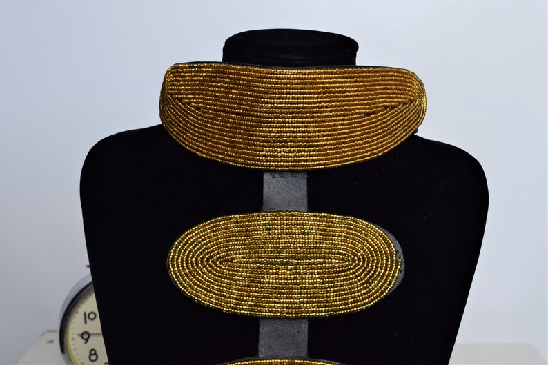 African Maasai Leather Beaded Choker | Handmade Tribal Necklace - Etsy