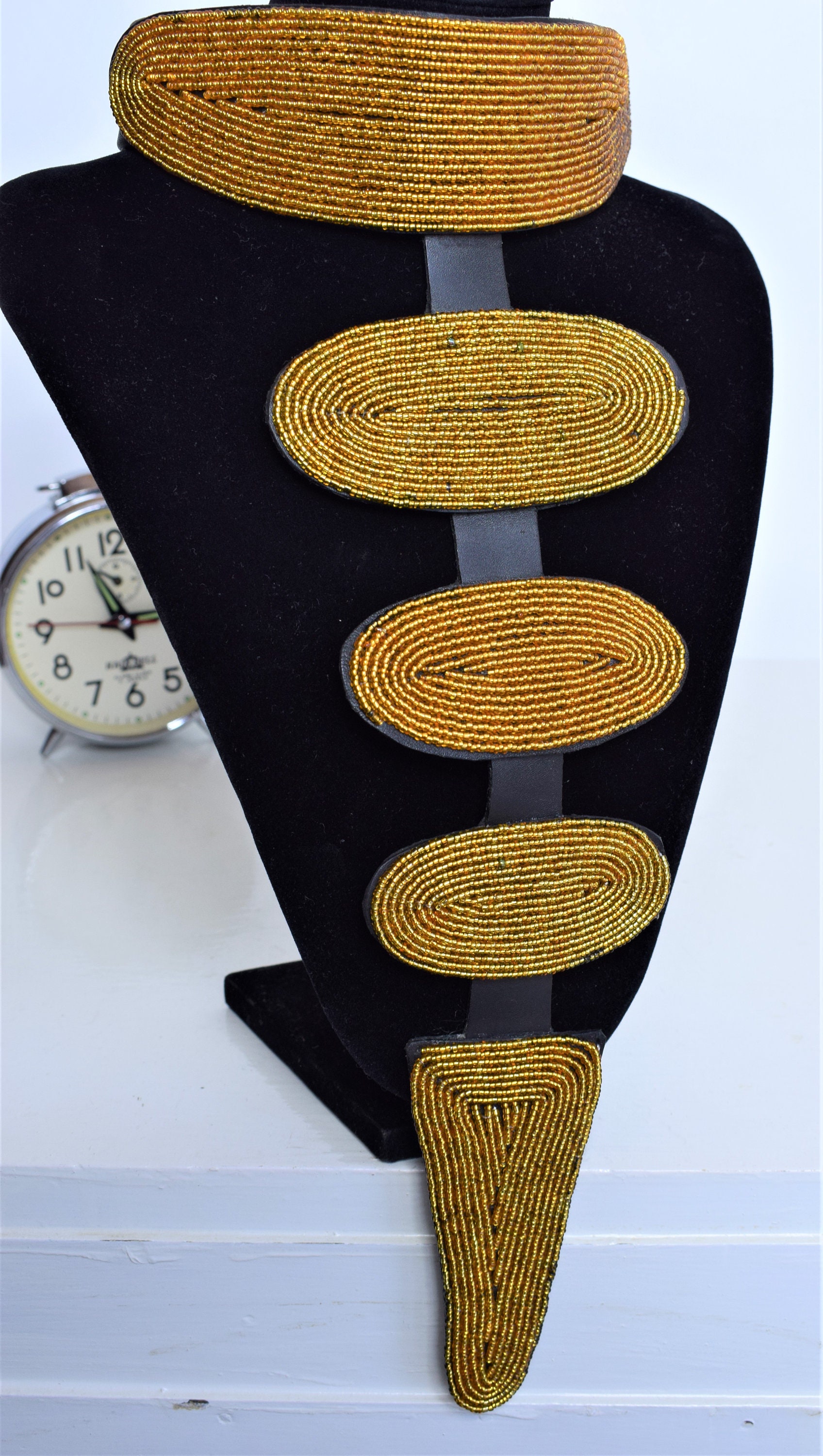 African Maasai Leather Beaded Choker | Handmade Tribal Necklace - Etsy