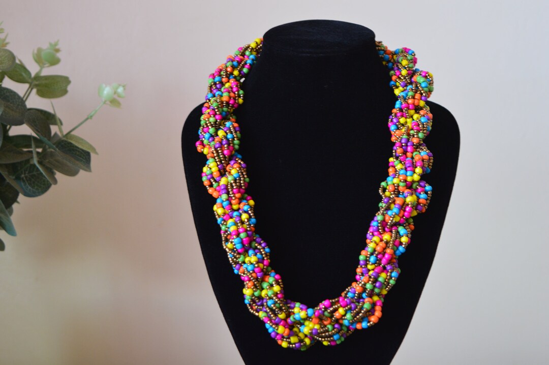 African Maasai Handmade Beaded Necklace|tribal |chunky|multi Color ...