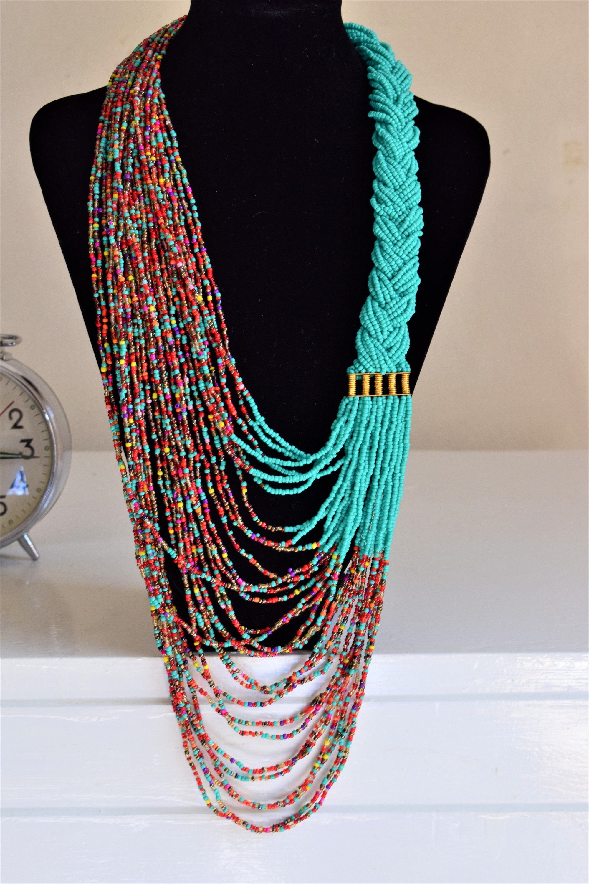 African Maasai Handmade Beaded Necklace tribal chunky Zulu | Etsy