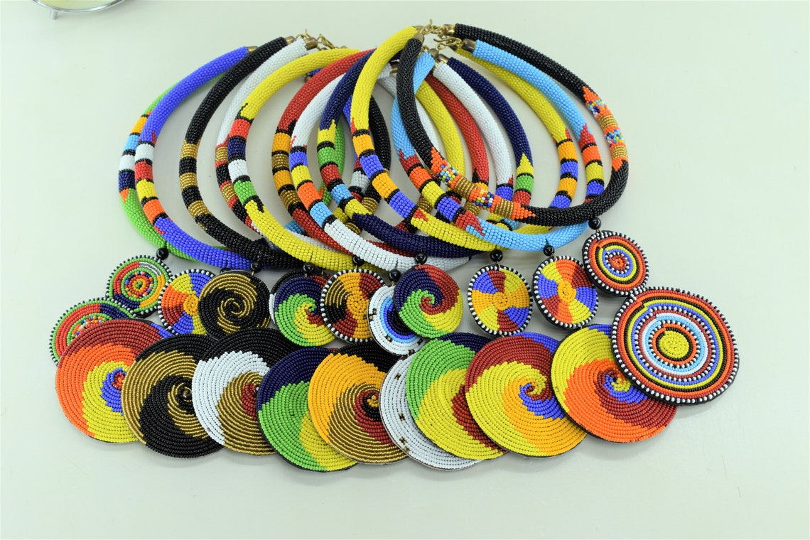 SALE Set of 10 African Beaded necklace Wholesale Jewelry | Etsy