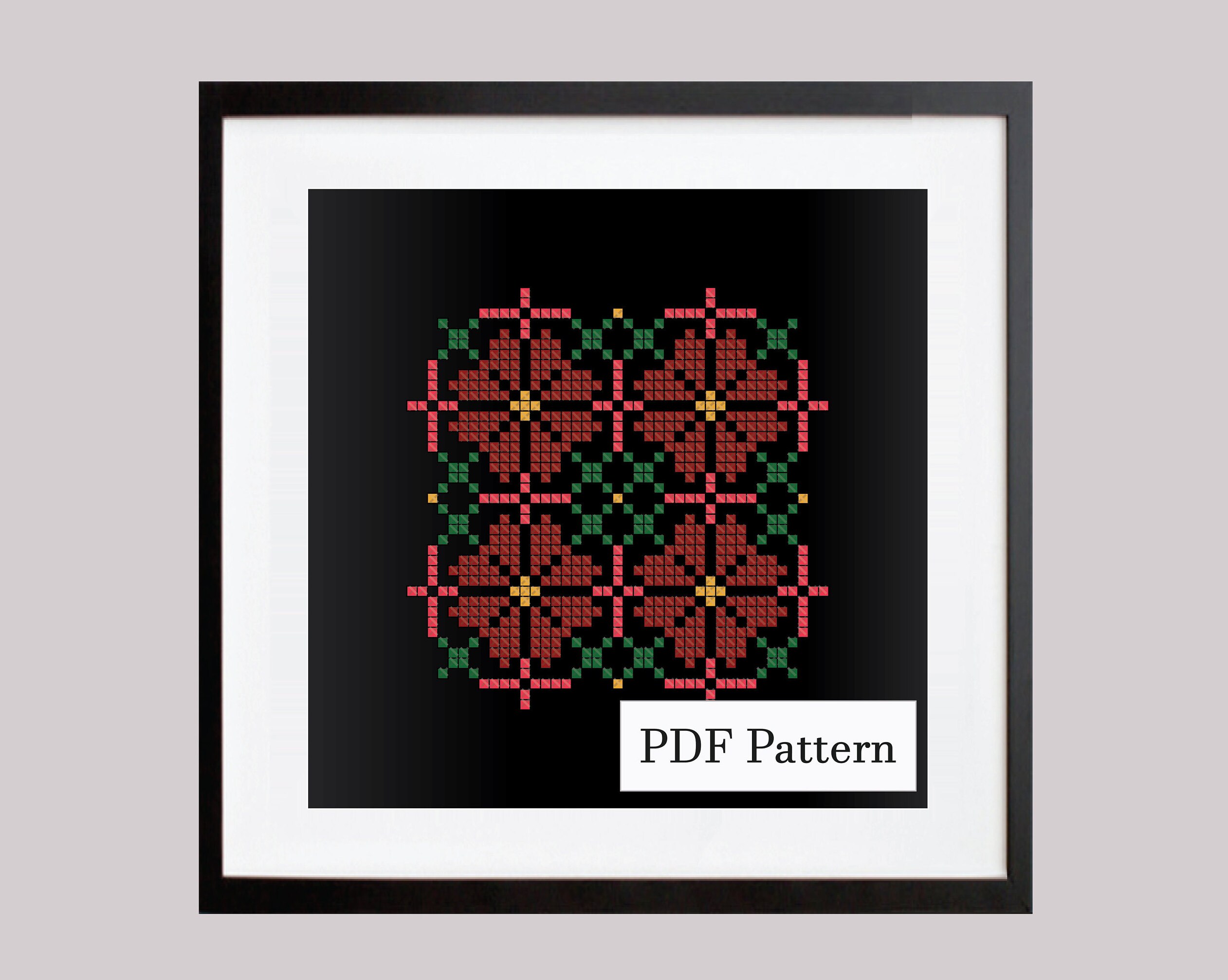 Palestinian Hand Embroidered Pattern Framed Embroidery Art - Etsy