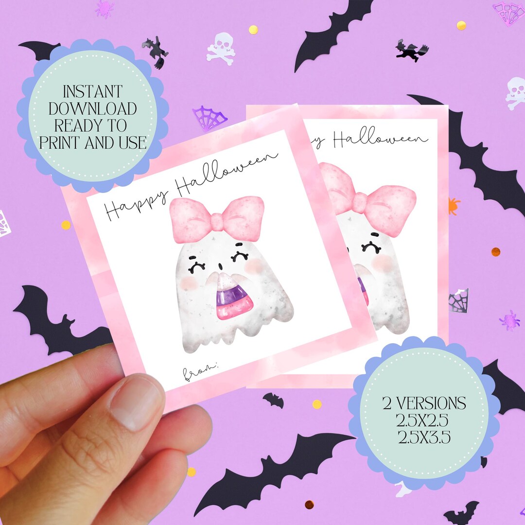 VERY Cute HALLOWEEN, Instant Download, Gift Tag, Ghost Favor Tag, Pink ...