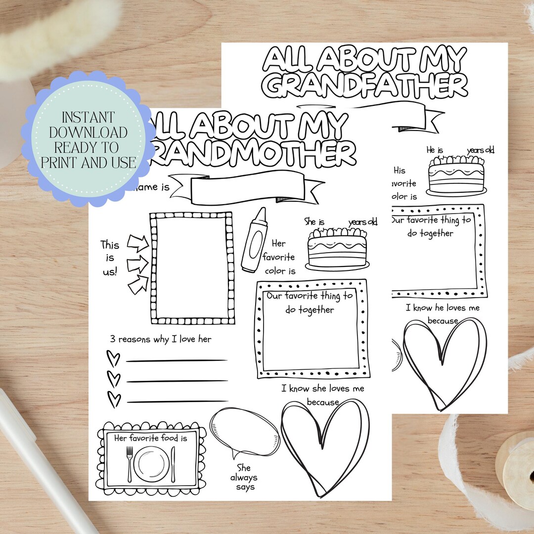 GRANDPARENTS DAY All About My Grandma & Grandpa Printable, Activity ...