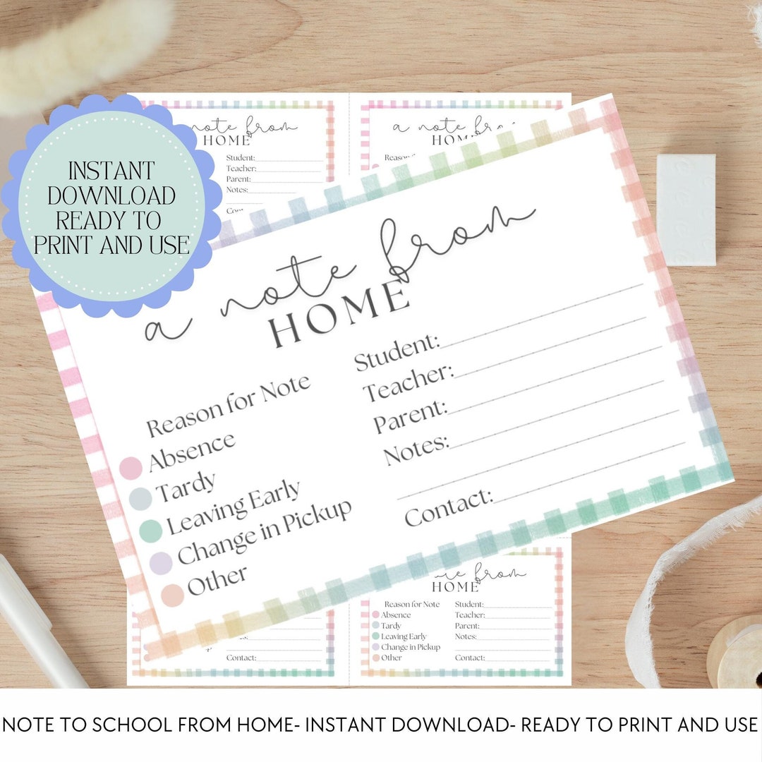Parent Note to Teacher Note From Home Printable | Printable School Note ...