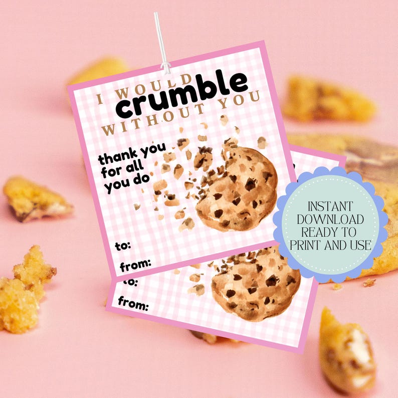 Crumble Thank You PRINTABLE Gift Tag, Teacher Appreciation Gift Tag ...