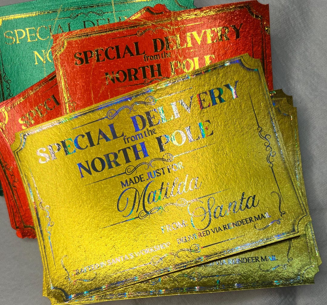 Metallic Foil From Santa Gift Tags, Set of 5, Personalized, Special ...