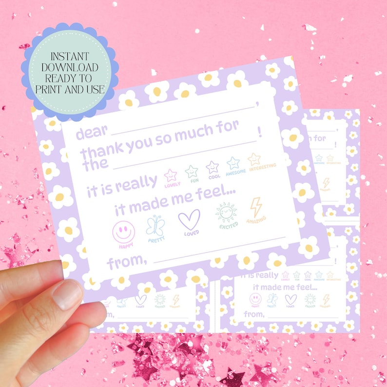 THANK YOU CARDS, Thank You Notes, Birthday or Gift Thank You Card, Fill ...