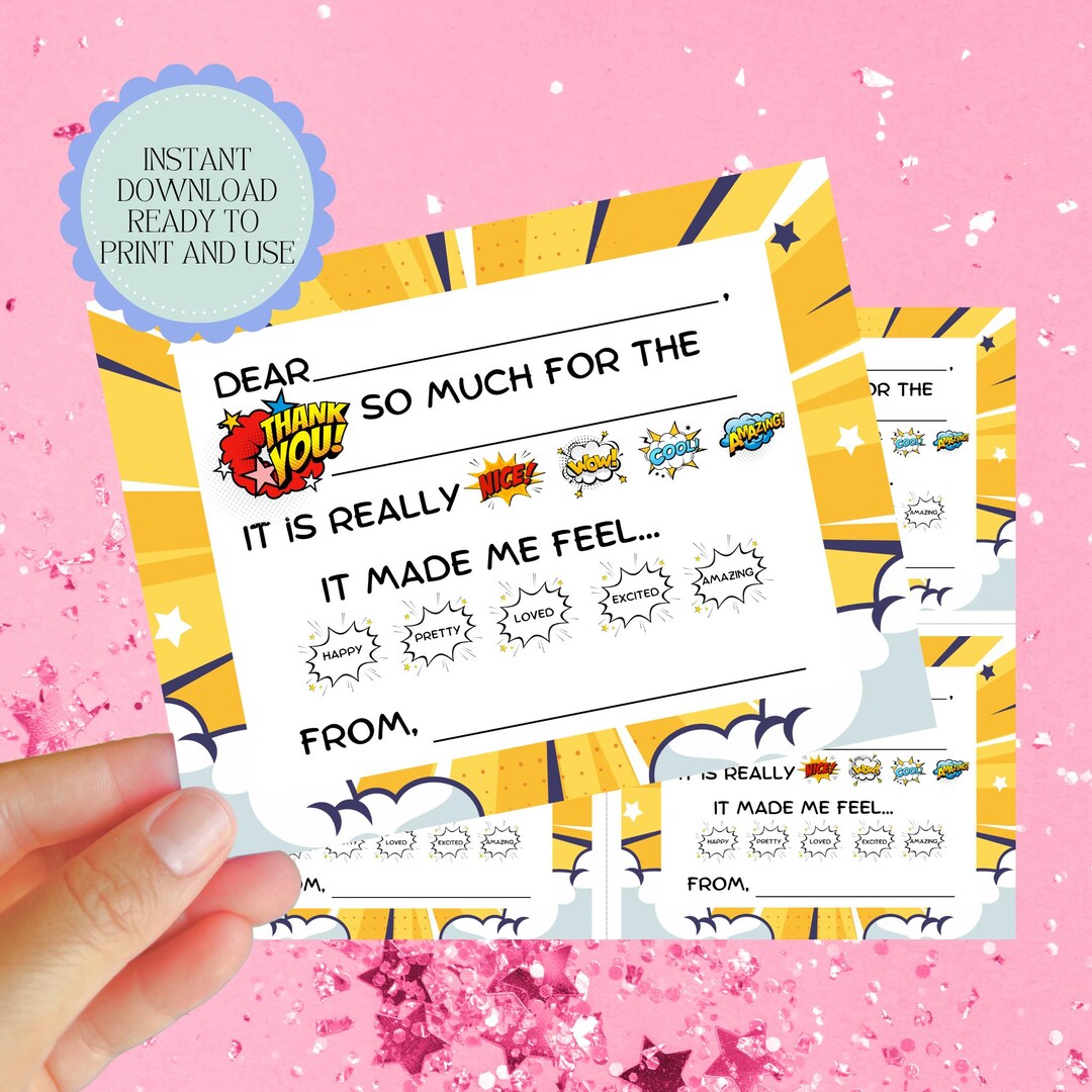 THANK YOU CARDS, Thank You Notes, Birthday or Gift Thank You Card, Fill ...