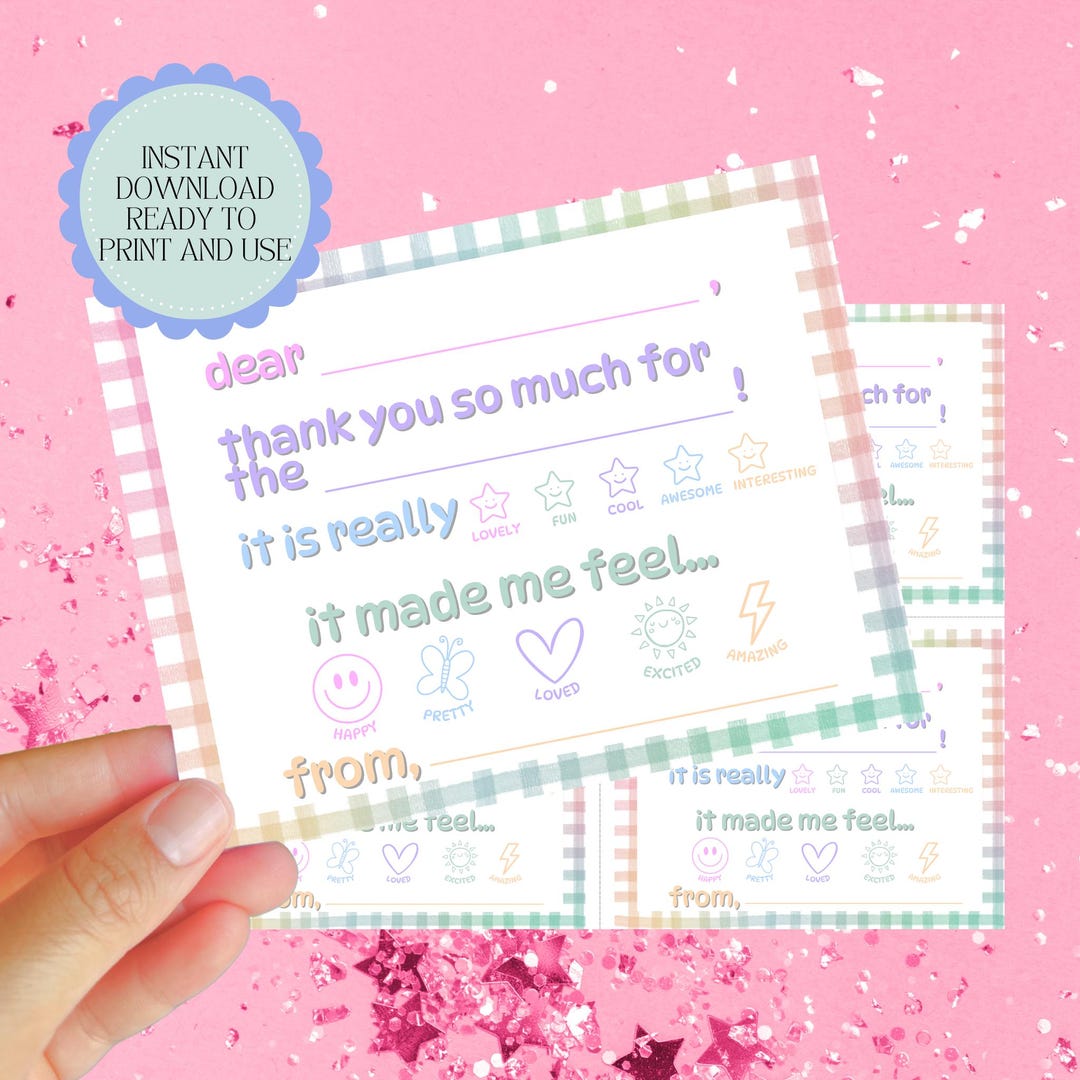 THANK YOU CARDS, Thank You Notes, Birthday or Gift Thank You Card, Fill ...