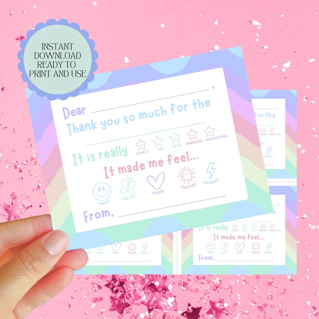 THANK YOU CARDS, Thank You Notes, Birthday or Gift Thank You Card, Fill ...