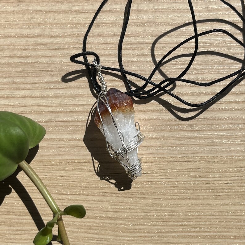 Wire Wrapped Citrine Crystal Pendant or Necklace 1 Raw Citrine Crystal ...