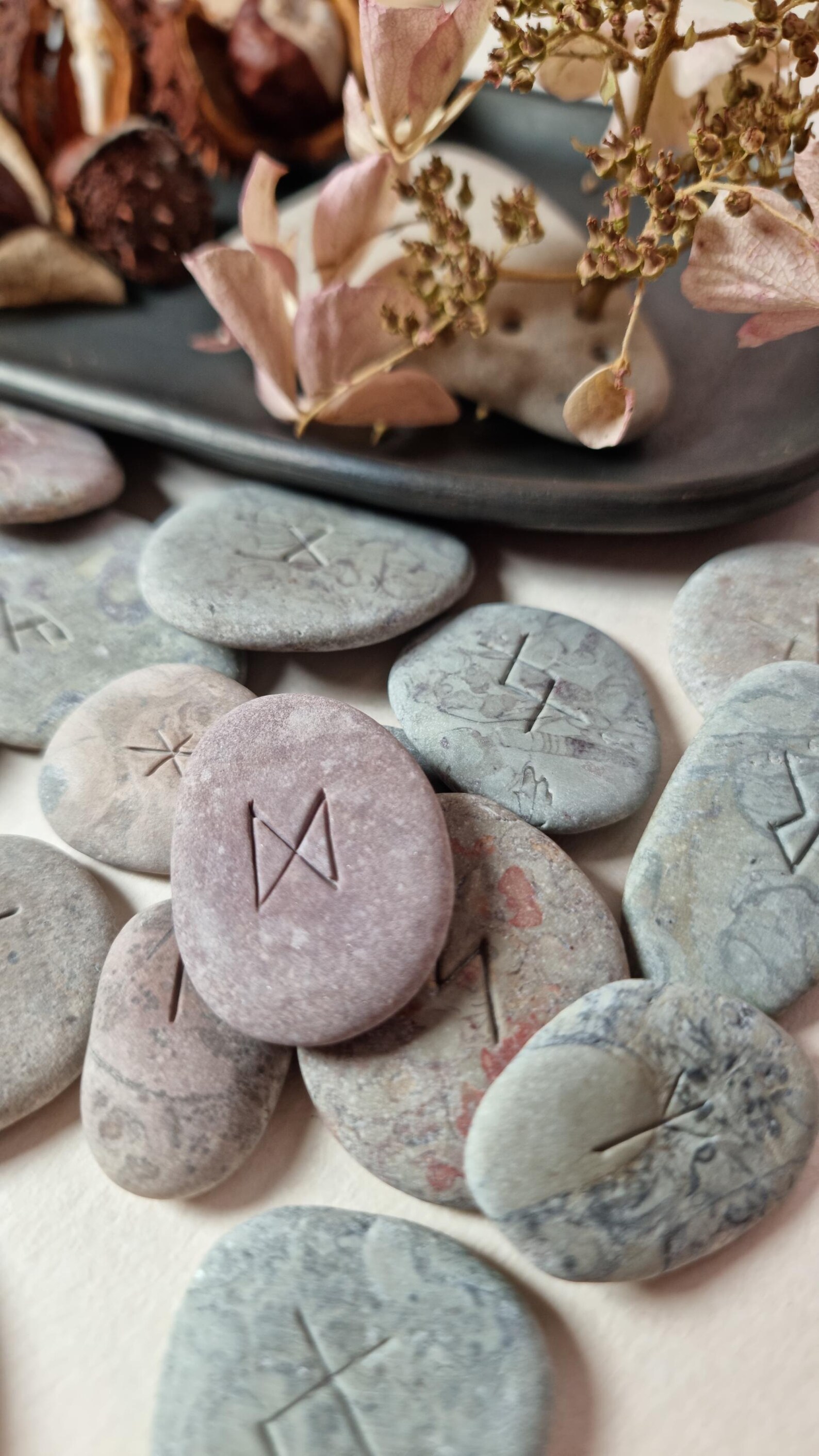 Engraved Rune Stones (34 Pieces), Rune Stones Set, Baltic Sea Stones ...