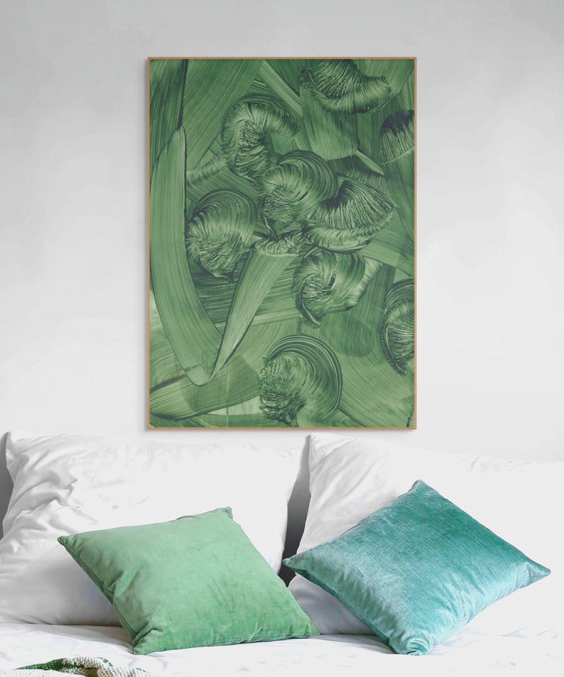 Green Biomorphic Wall Art - Minimalist Abstract Nature Print for ...