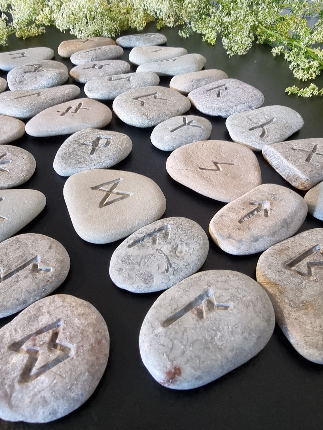 Engraved Rune Stones 34 Pieces Rune Stones Set Baltic Sea - Etsy