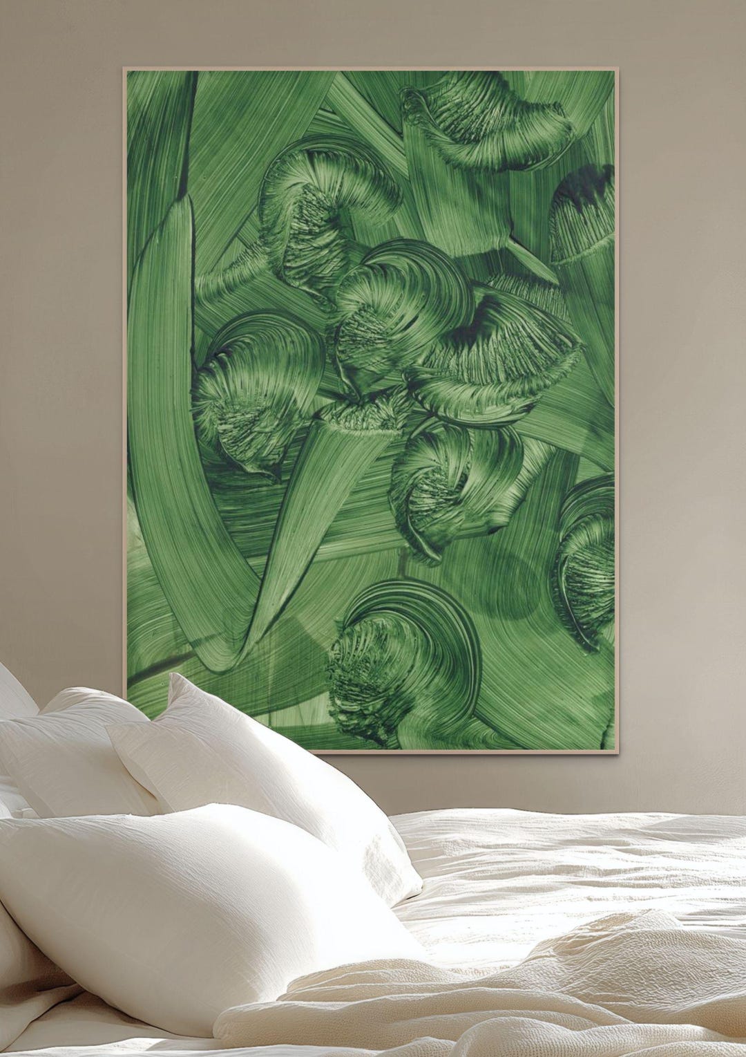 Green Biomorphic Wall Art - Minimalist Abstract Nature Print for ...