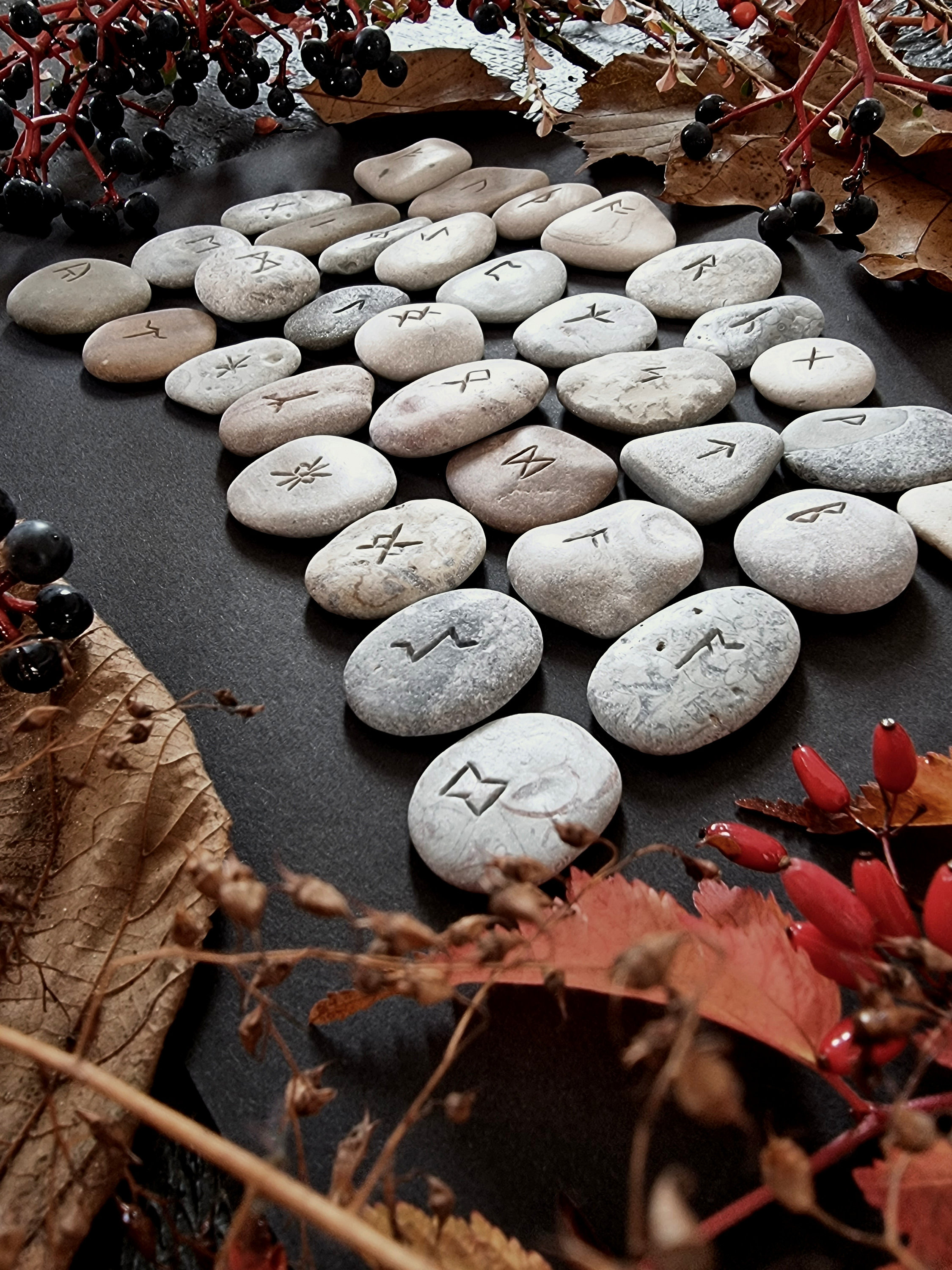 Engraved Rune Stones 34 Pieces Rune Stones Set Baltic Sea - Etsy