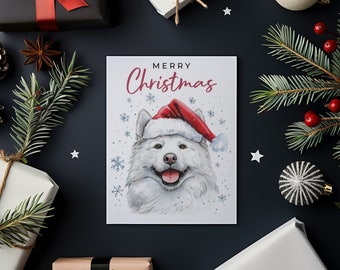 Samoyed Dog Christmas Card, Snow Globe Christmas Card, Silend Night ...