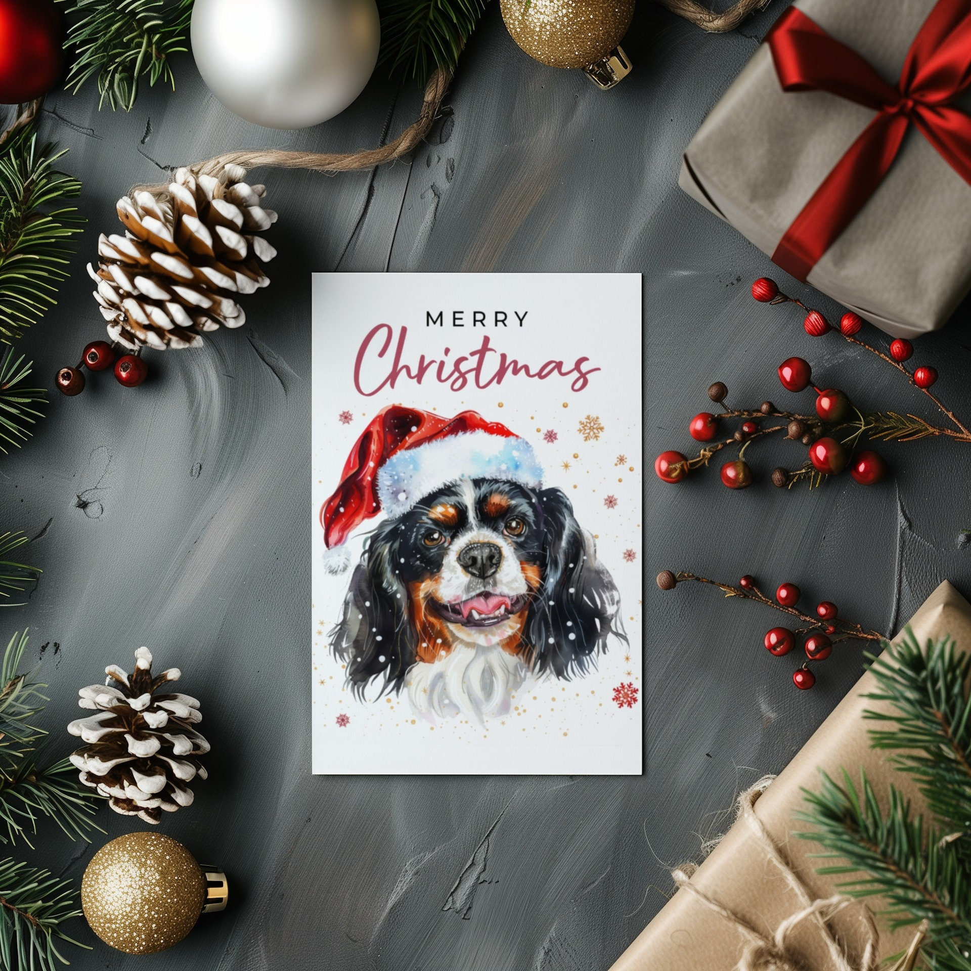 Cavalier King Charles Spaniel Christmas Card - Etsy