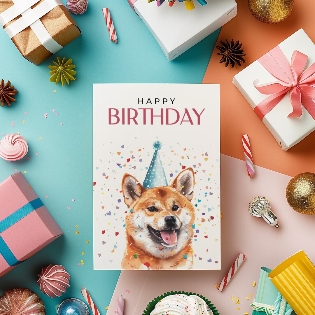 Shiba Inu Birthday Card - Etsy