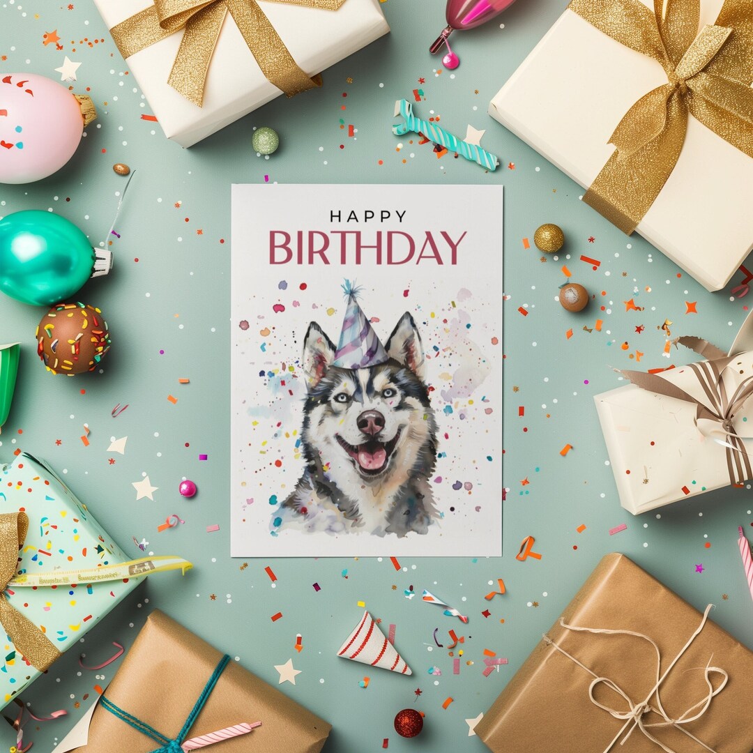 Siberian Husky Birthday Card - Etsy